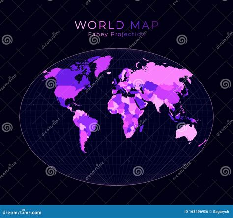 World Map Fahey Pseudocylindrical Projection Stock Vector Illustration Of Internet Global