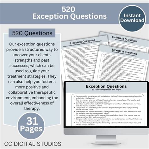 Solution Focused Exception Questions Cheat Sheets For Therapist Office