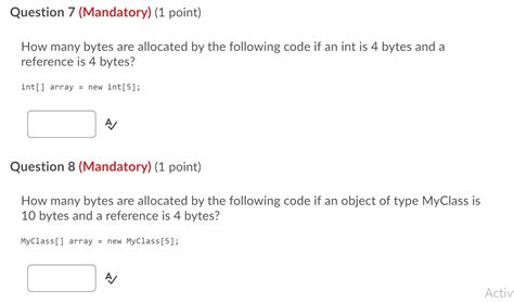 Solved Question 7 Mandatory 1 Point How Many Bytes Are Chegg Com