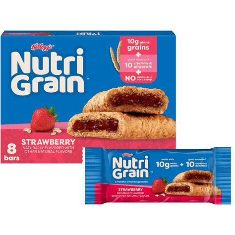 Kelloggs Nutri Grain Strawberry Chewy Breakfast Bars 10g Whole Grains
