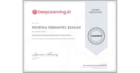 Nsubuga Emmanuel Reagan On Linkedin Completion Certificate For Convolutional Neural Networks In