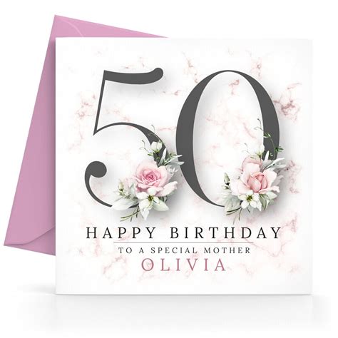 Women 50th Birthday Cards Printable Personalised 50th Birthday Card