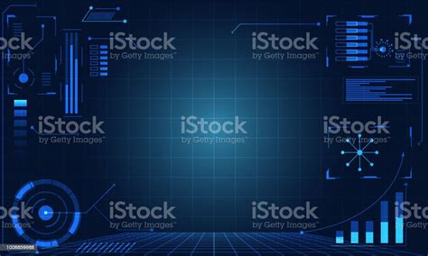 추상화의 디지털 데이터 차트 통신 컴퓨팅 및 원형 활력 혁신 기술 Ui 미래형 컨셉 Hud 인터페이스 홀로그램 요소에 안녕 기술 미래 디자인 배경 테크놀로지에 대한 스톡