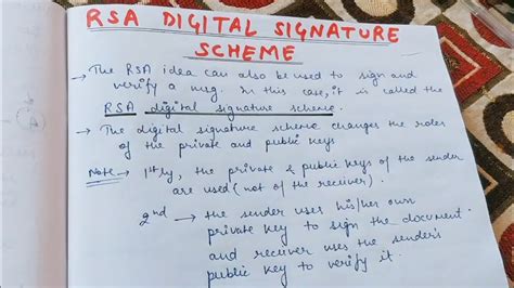 Digital Signature Scheme Using Rsa Concept Youtube