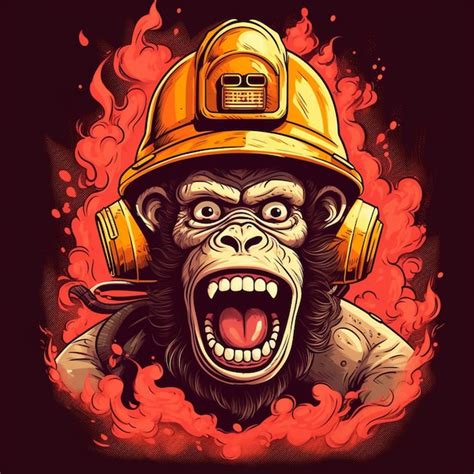 Premium Ai Image Monkey Rage Firefighter