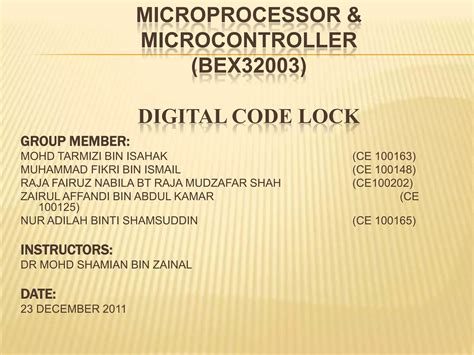 Digital Code Lock Pptx