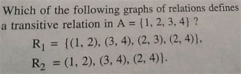 Which Of The Following Graphs Of Relations Defines A Transitive Relation