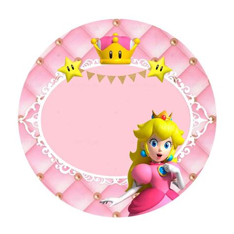 Princess Peach Round Label Party Blink Princess Peach Party Peach
