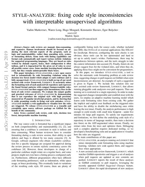 Style Analyzer Fixing Code Style Inconsistencies With Interpretable Unsupervised Algorithms
