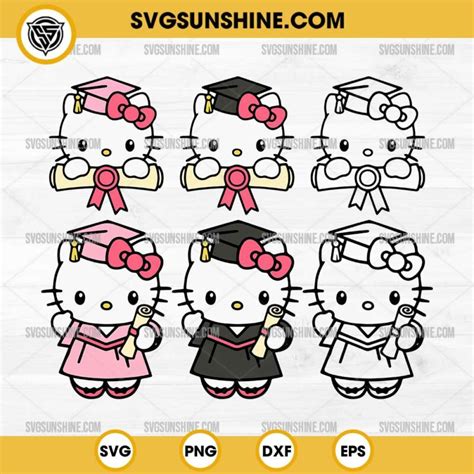 Bundle Hello Kitty Graduation Svg File Hello Kitty Senior Svg Pink