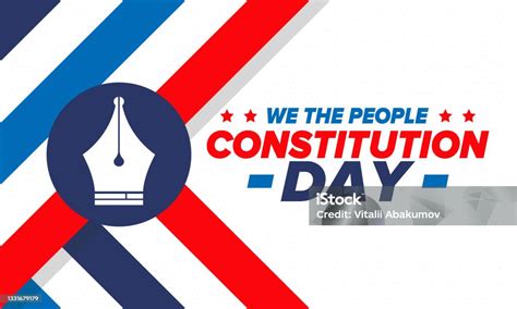 미국에서 헌법의 날 휴일 9 월 17에서 매년 축하합니다 시민권의 날 아메리칸 데이 우리는 사람들 애국적인 미국의 요소 포스터 카드 배너 배경 벡터 9월에 대한 스톡 벡터