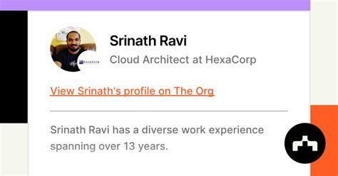 Srinath Ravi Cloud Architect At Hexacorp The Org