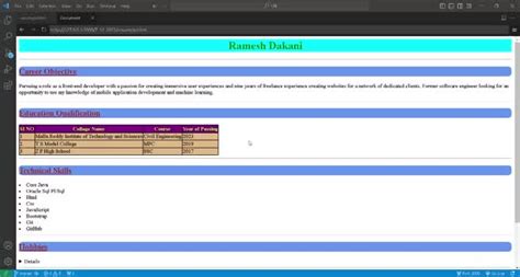 Hi Guys Im Excited To Share My Resume By Using Of Javascript Github
