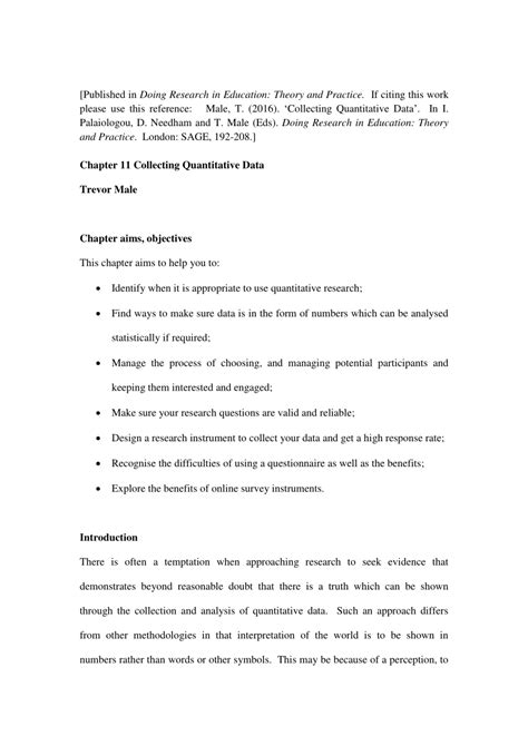 Pdf Collecting Quantitative Data