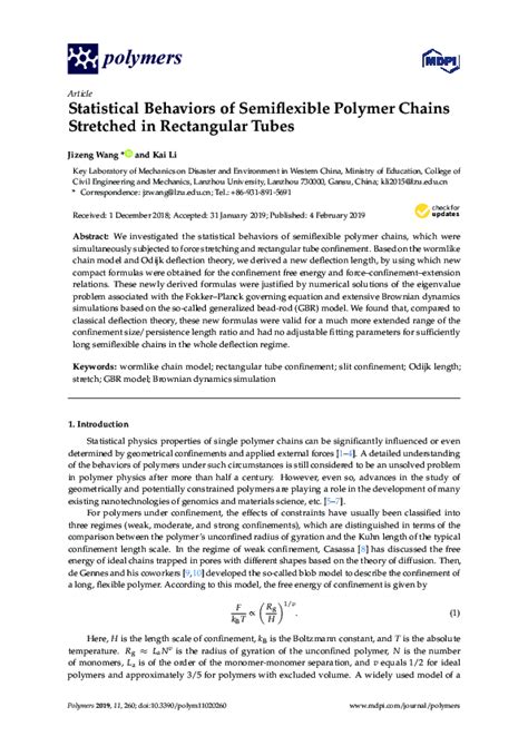 Pdf Statistical Behaviours Of Semiflexible Polymer Chains Stretched