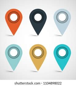Set Map Pin Icons Shadow Isolated Stock Vector Royalty Free
