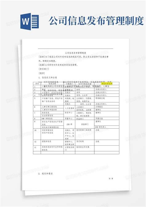 公司信息发布管理制度Word模板下载 编号lddejmbb 熊猫办公