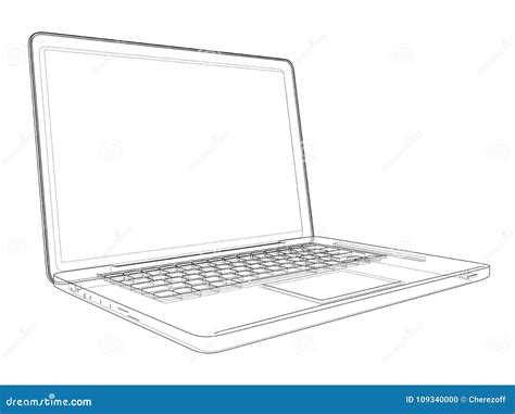 Laptop Computer Notebook Outline Vector Stock Vector Illustration Of Portable Technology