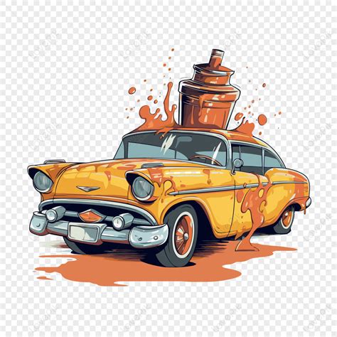 그리스 클립 아트 고전 노란색 자동차의 예술 삽화가 액체 만화를 뚝뚝 떨어지는 표시됩니다 벡터후드만화가 Png 일러스트 무료 다운로드 Lovepik