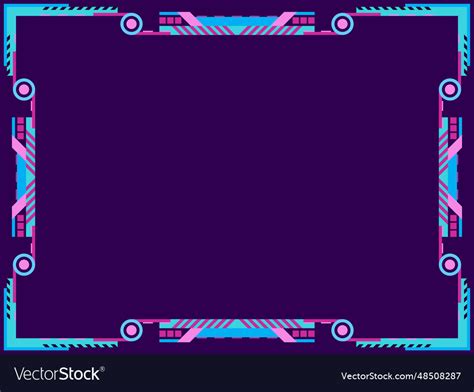 Cyberpunk Frame Linear Border In Futuristic Vector Image
