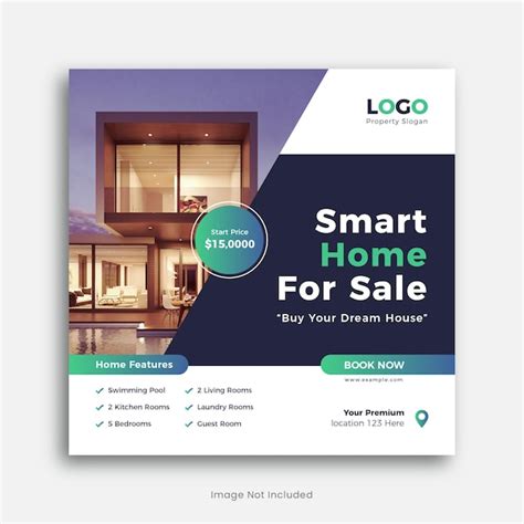 부동산 소셜 미디어 포스트 템플릿 또는 Instagram 포스트 템플릿 디자인 프리미엄 벡터