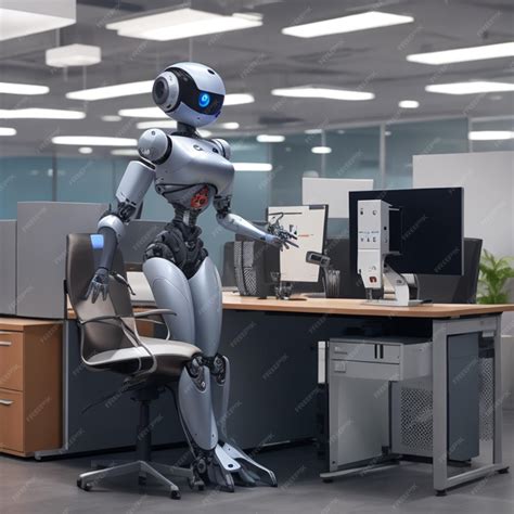Premium Ai Image A Robot Working In A Modern Office With Real People