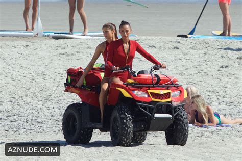 Alexandra Daddario Sexy In The A Red Swimsuit On Set Of Baywatch Aznude