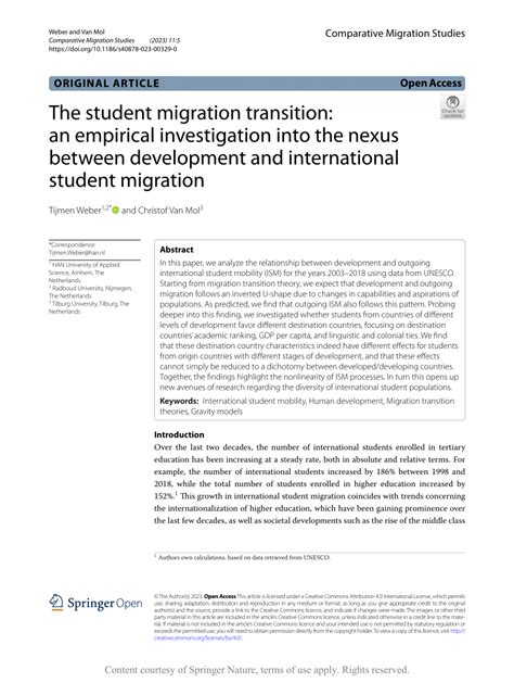 Pdf The Student Migration Transition An Empirical Investigation Into