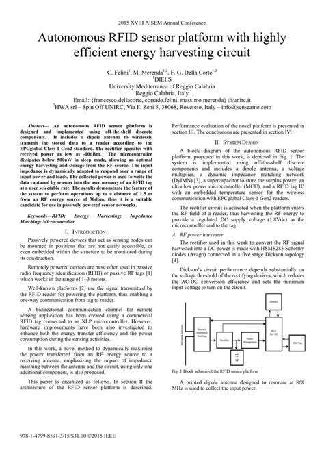 Pdf Autonomous Rfid Sensor Platform With Highly Efficient Energy Harvesting Circuit