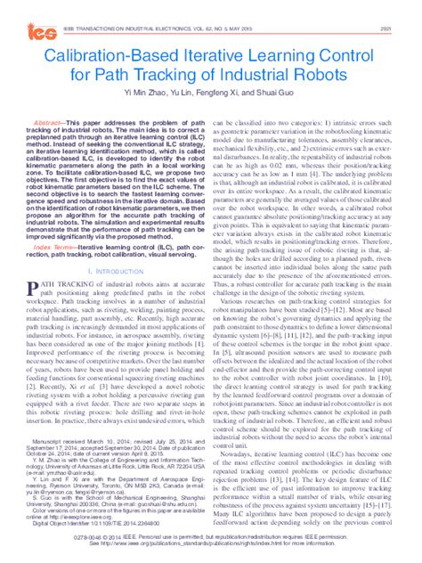 Pdf Calibration Based Iterative Learning Control For Path Tracking Of Industrial Robots