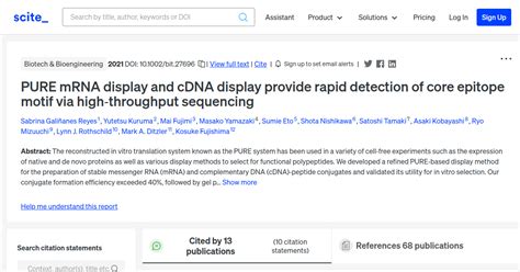 Citation Report Pure Mrna Display And Cdna Display Provide Rapid