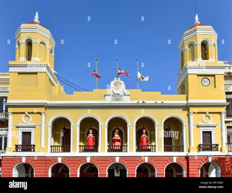 Old San Juan City Hall In The Plaza De Armas In Puerto Rico During The
