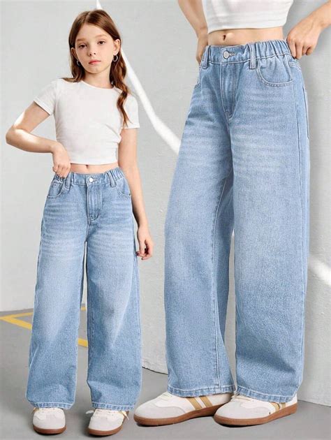 Lunivi Tween Girl Vintage Loose Fit Wide Leg Jeans Casual Straight