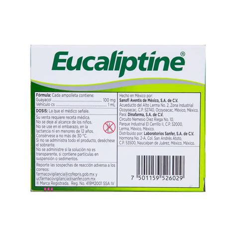 Eucaliptine Solucion Inyectable 100 Mg Ml 10 Ampolletas Farmacias Klyns