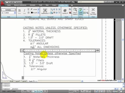 Autocad Tutorial Using Mtext To Create Multiline Text Youtube