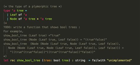 Solved Ocaml Todo Write A Function That Shows Bool Trees