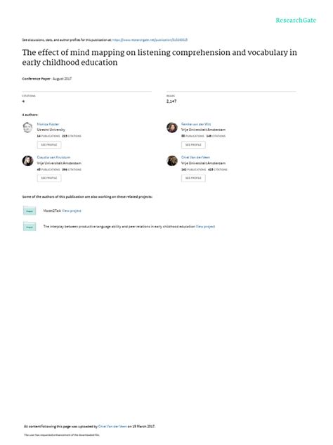 The Effect Of Mind Mapping On Listening Comprehension And Vocabulary In