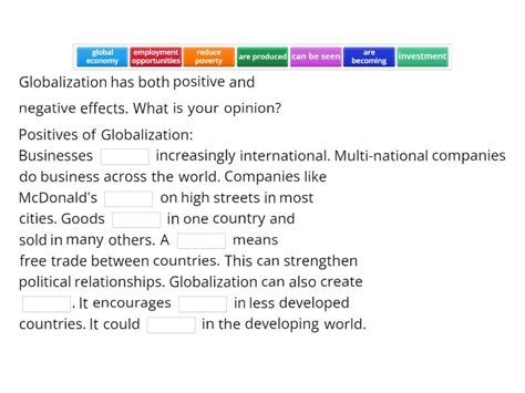 Globalization Complete The Sentence