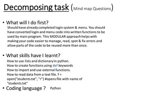 Gcse Computer Science Example Project Walkthrough Structure