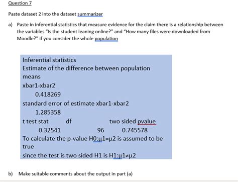 Solved Question 7 Paste Dataset 2 Into The Dataset