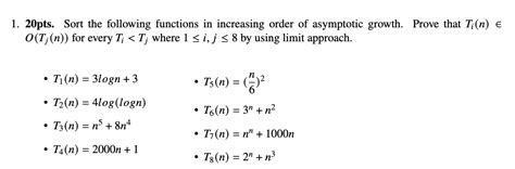 solved 1 20pts sort the following functions in increasing