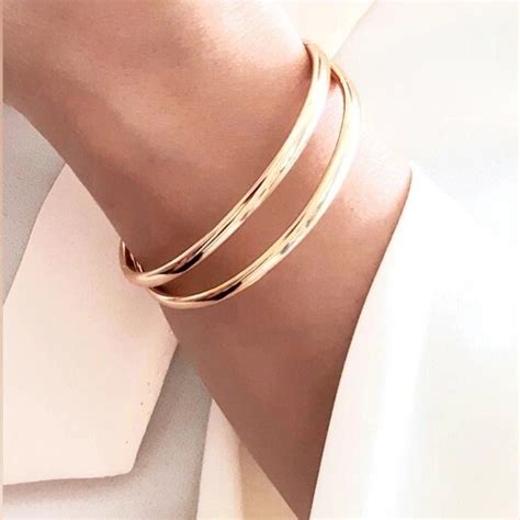 خرید و قیمت النگو ساده آینه ای برند ژوپینگ عرض 3 میل بنگل یا النگوی