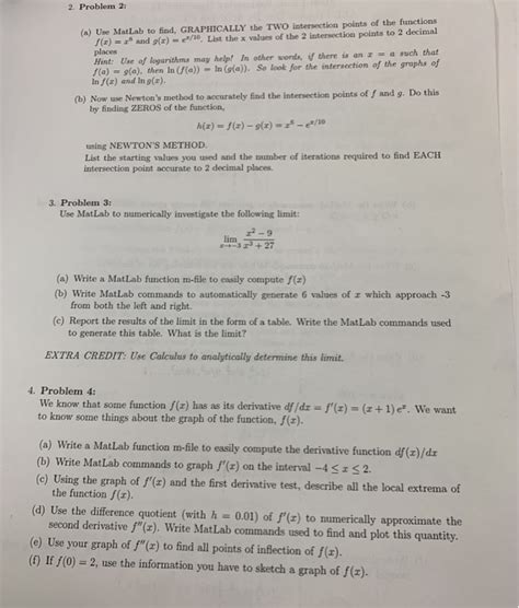 Solved 2 Problem 2 Use Matlab To Find Graphically The