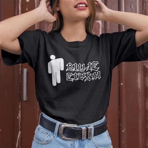 Billie Eilish T Shirt Svart Med Man Text Logo Cdon