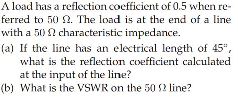 Solved A A Load Has A Reflection Coefficient Of 0 5 When Re