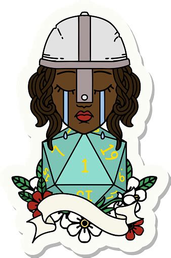 자연 하나의 D20 롤 스티커로 우는 인간 전투기 굴리기에 대한 스톡 벡터 아트 및 기타 이미지 굴리기 마음이 산란해진 머리 Istock