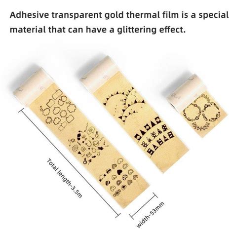 M02 M02s M02pro 용 3 롤팩 Phomemo 골드 파우더 배경에 검정색 글자가있는 스티커 프린터 용 50mm 열전 사 라벨 인쇄 용지