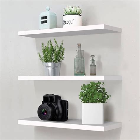 Isyoke White Floating Shelves Set Of 3 Wall Mounted Modern Floating