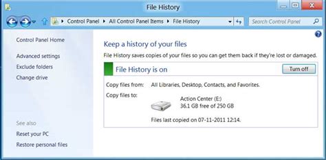 File History In Windows 8