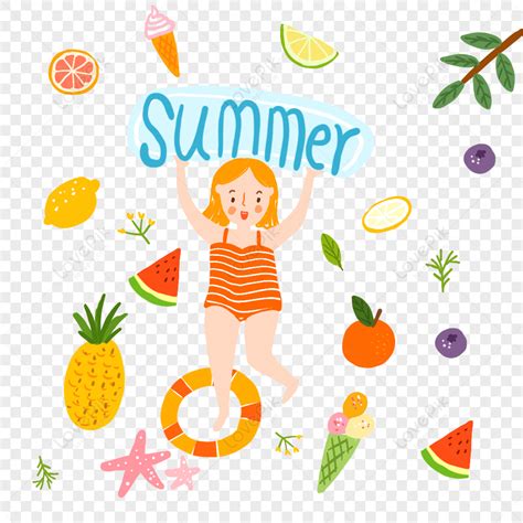 여름 과일 일러스트 레이션 여름 여름 여행 수영 수박 파인애플 레몬 Png 일러스트 무료 다운로드 Lovepik